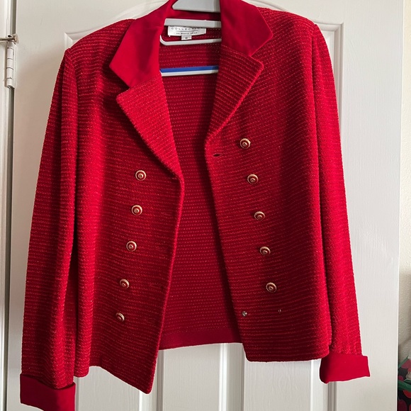 St. John Collection | Jackets & Coats | St John Red Textured Blazer ...